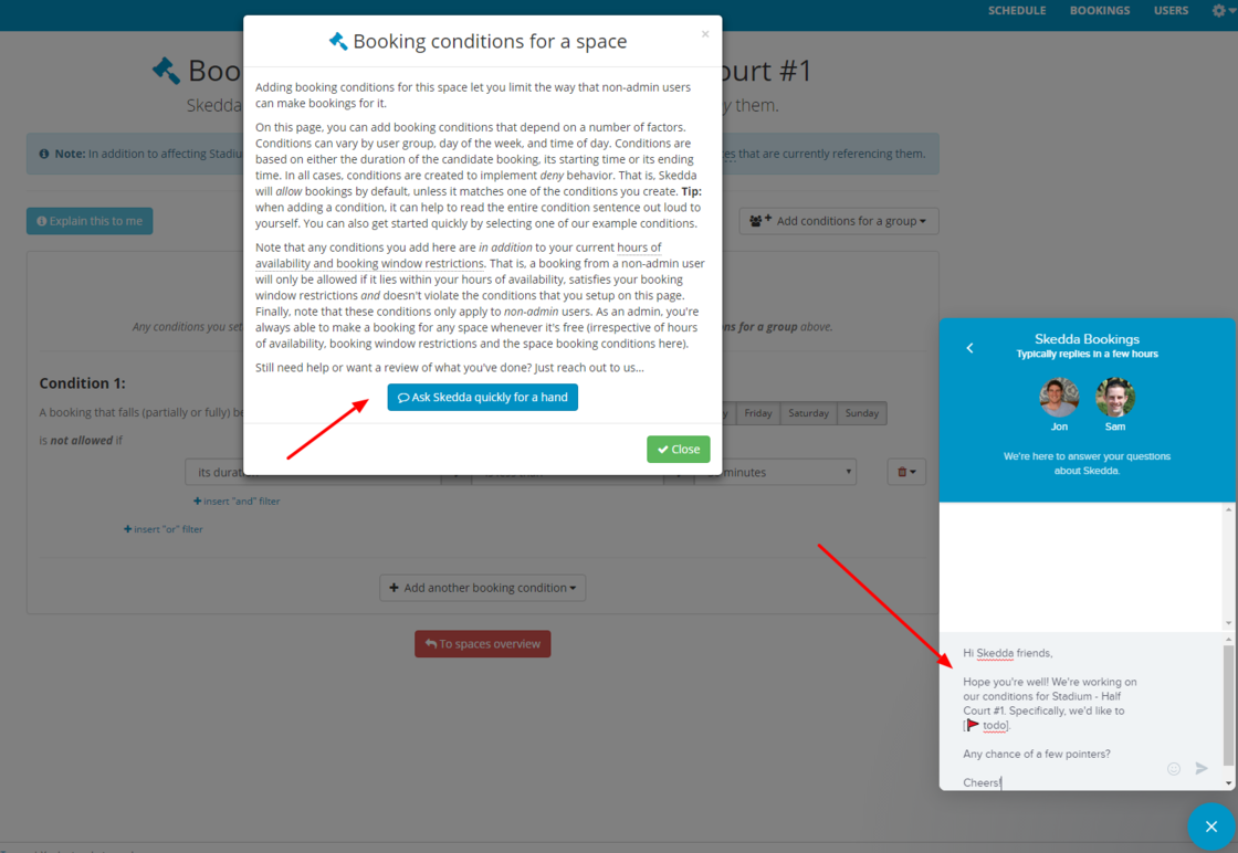 Full details in update email, review-request function in space ...