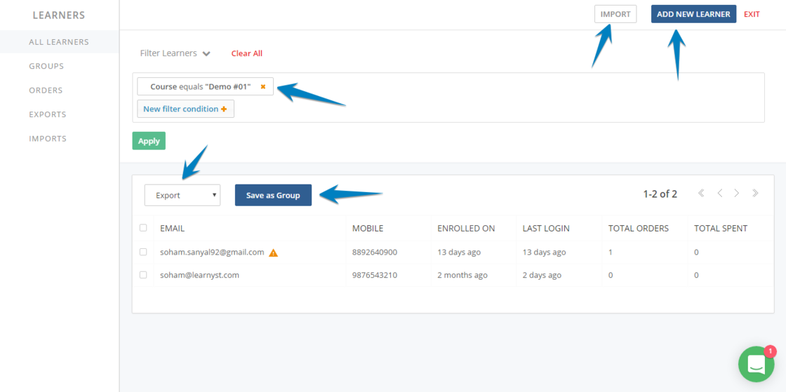 Introducing Learners - Learnyst changelog