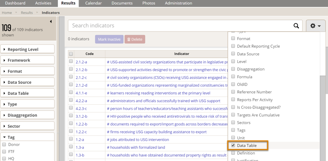 Indicator Index Now Shows Indicators Data Tables Devresults Release Notes