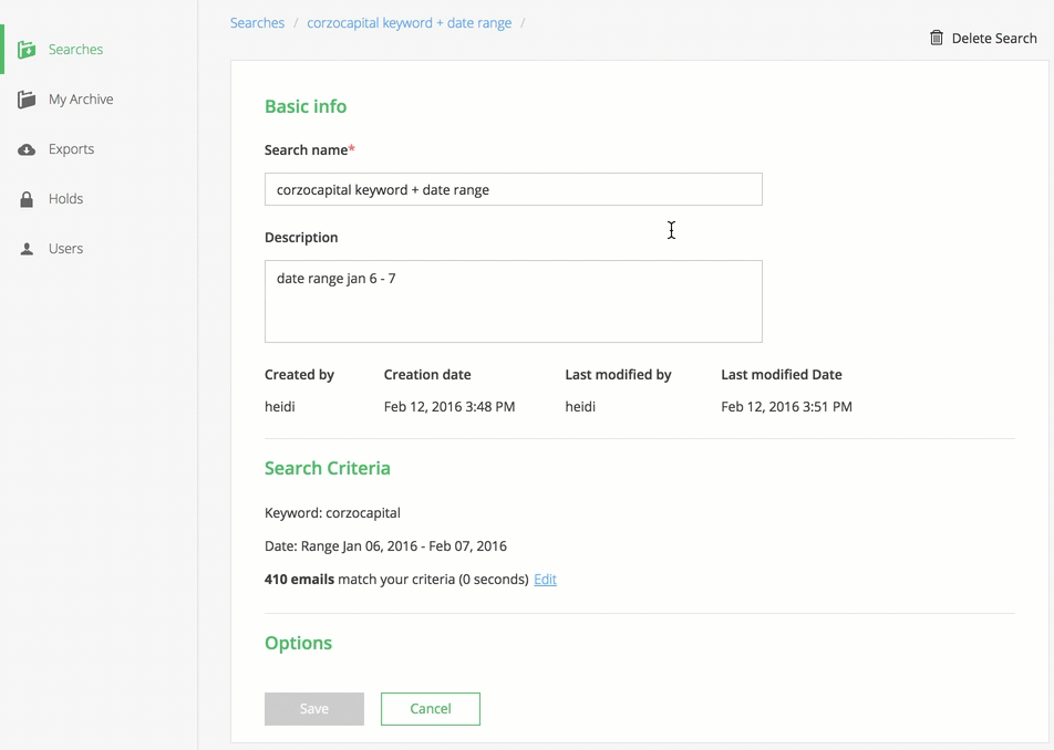Search permissions - Archive updates