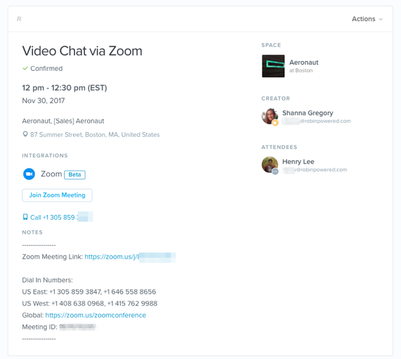 Add Zoom links to your meetings - Robin Powered updates