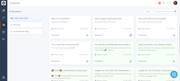 Draft Posts and Folders - ContentStudio changelog
