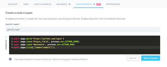 Introducing Setup & Teardown Scripts and Code Snippets - Checkly changelog