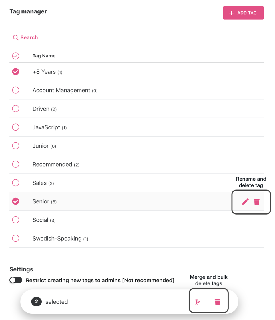 Introducing "Tag Manager" - Teamtailor updates
