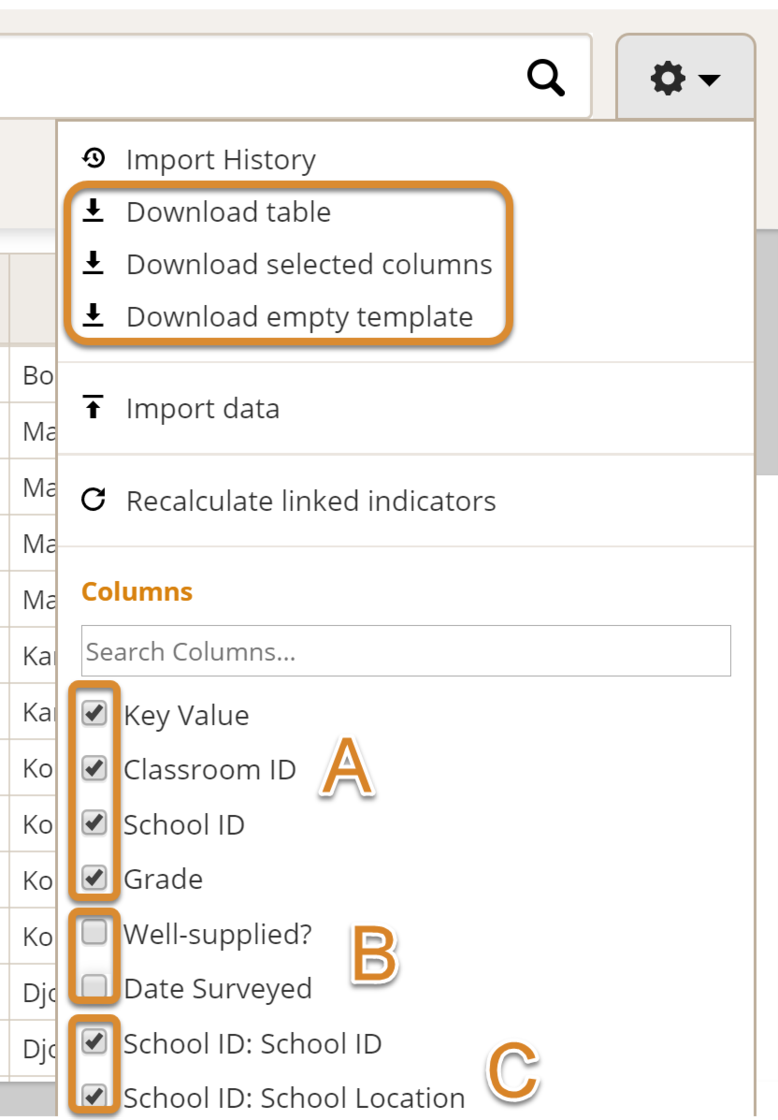 Download linked columns from a data table - DevResults release notes