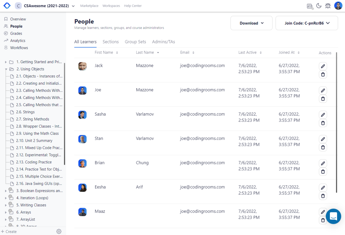 Coding Rooms changelog