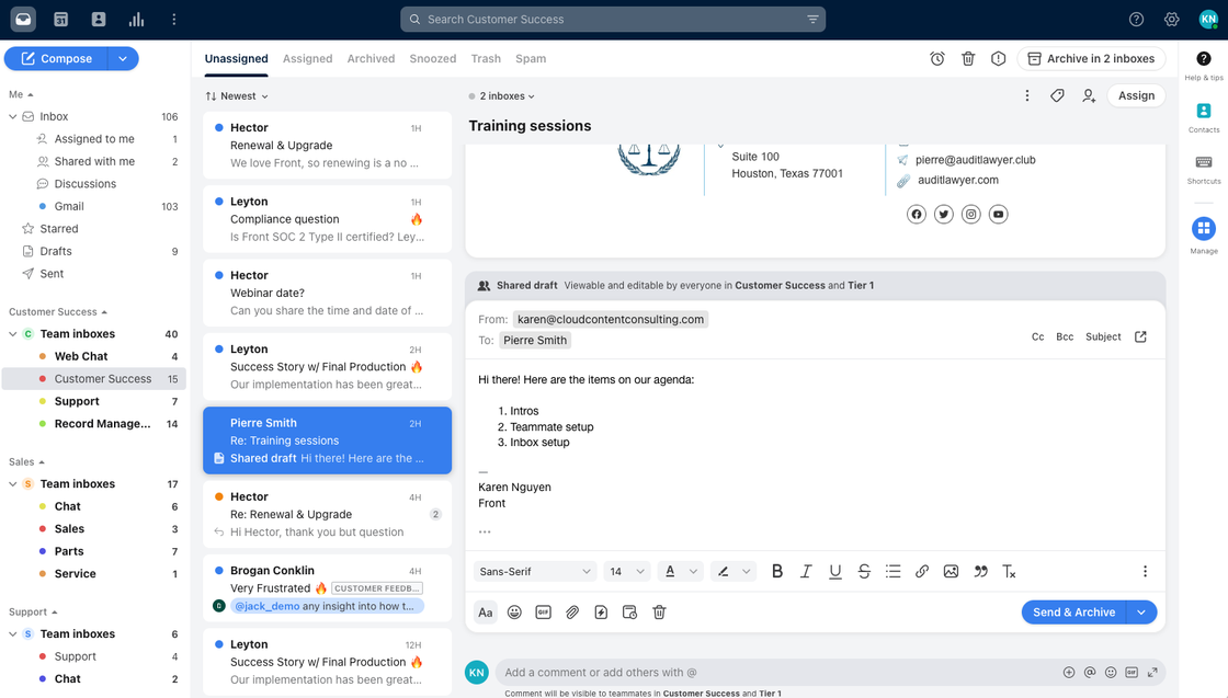 Streamlined draft sharing with auto-shared drafts - Front updates