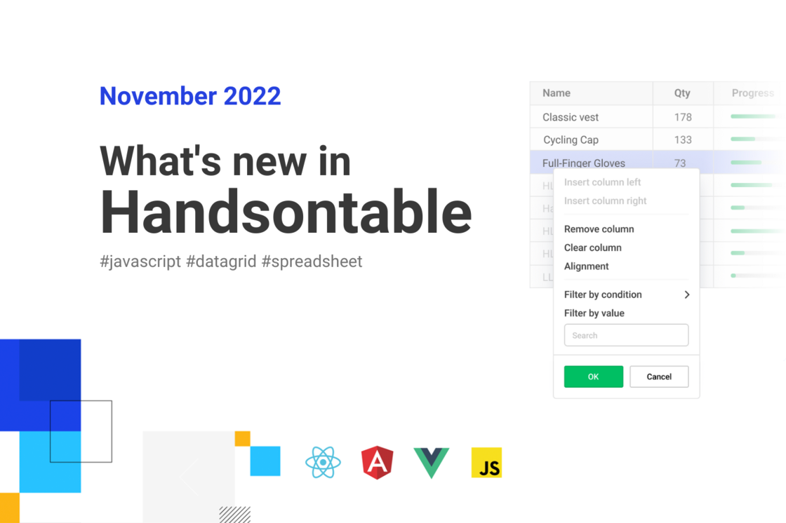 What’s new in Handsontable Data Grid: November 2022 - Handsontable news What’s new in Handsontable Data Grid: November 2022 - Handsontable news