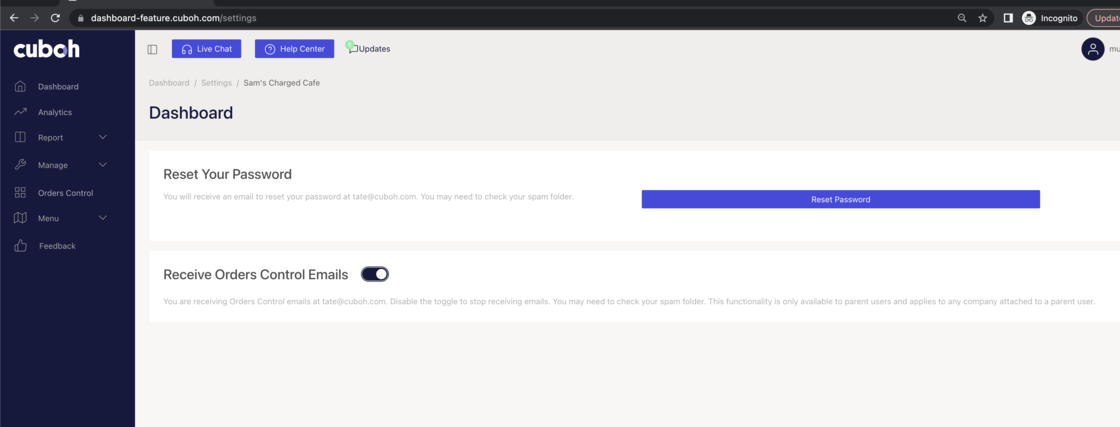 Orders Control - Receiving notifications by email - Cuboh updates