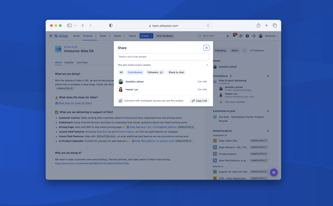 📣 Get the word out about your projects and goals - Atlas by Atlassian ...