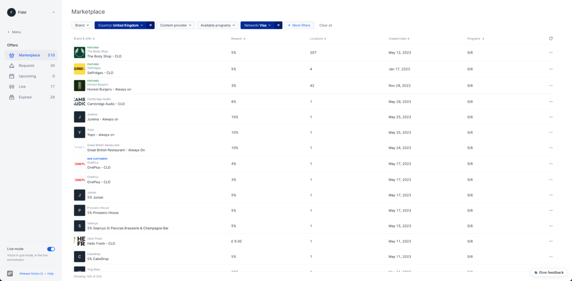 Fidel API release notes