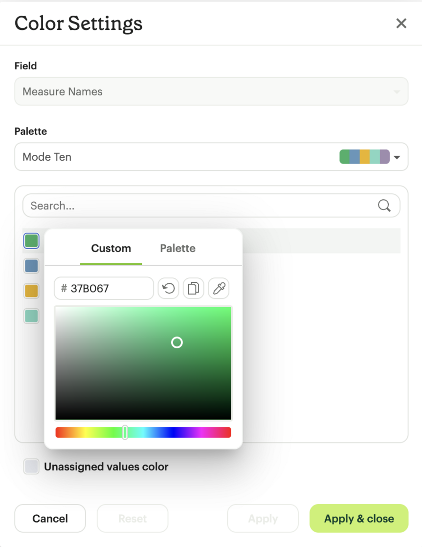 Custom Color Picker & Sequential Palette Settings - Mode release notes