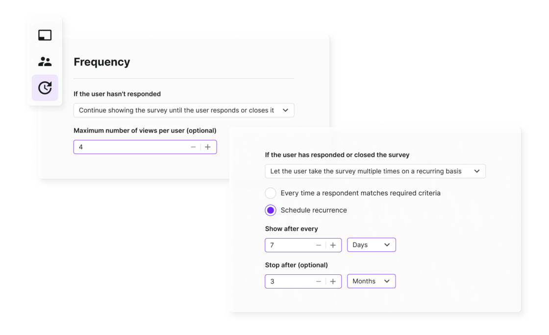 New frequency settings for website and in-product surveys - Survicate ...
