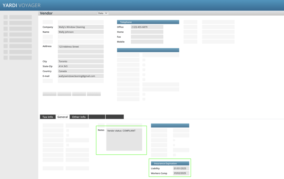 Yardi Integration: Vendor Compliance - Vendorpm updates