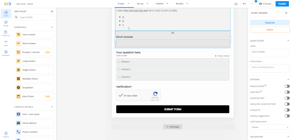 123FormBuilder changelog