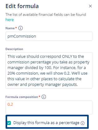 Formulas Displayed and Calculated as Percentages - Hostaway updates