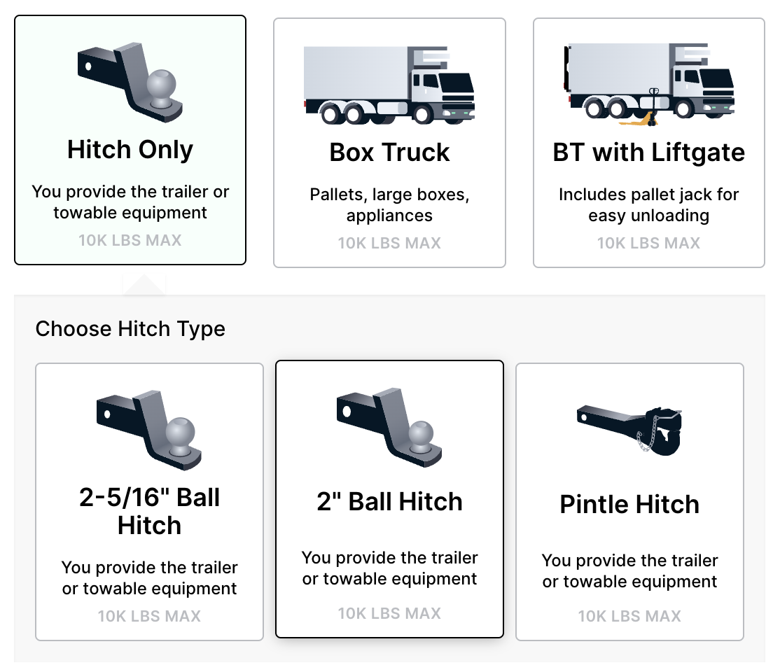 Choose your hitch type - Curri updates