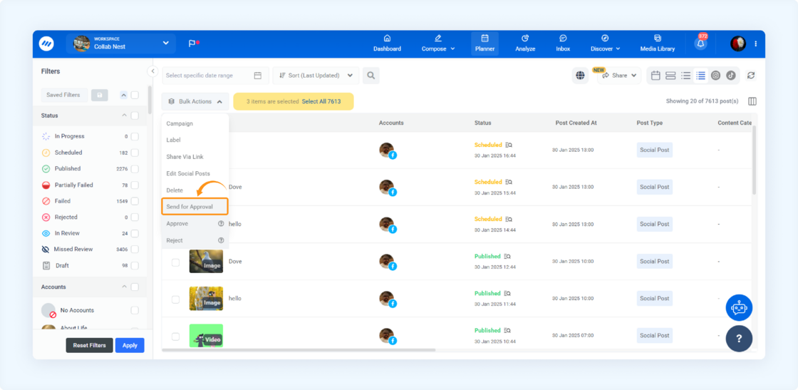 AI caption, bulk approval, post analytics, Facebook AI insights & fixes ...