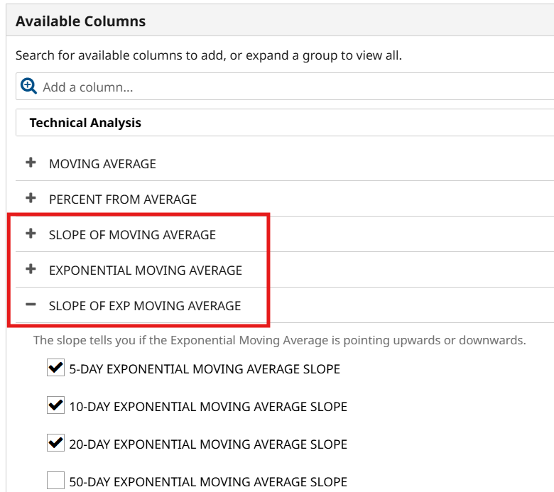 Screen for Bullish or Bearish Trends Using New Moving Average Slopes ...