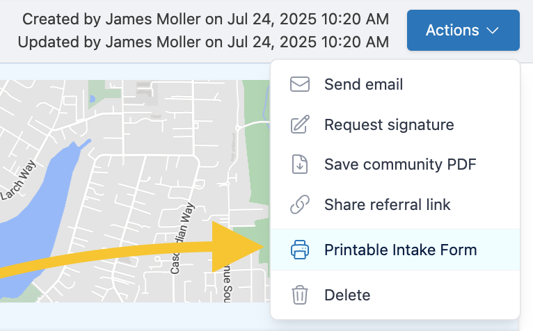 Printable Community Intake Form - Senior Place updates